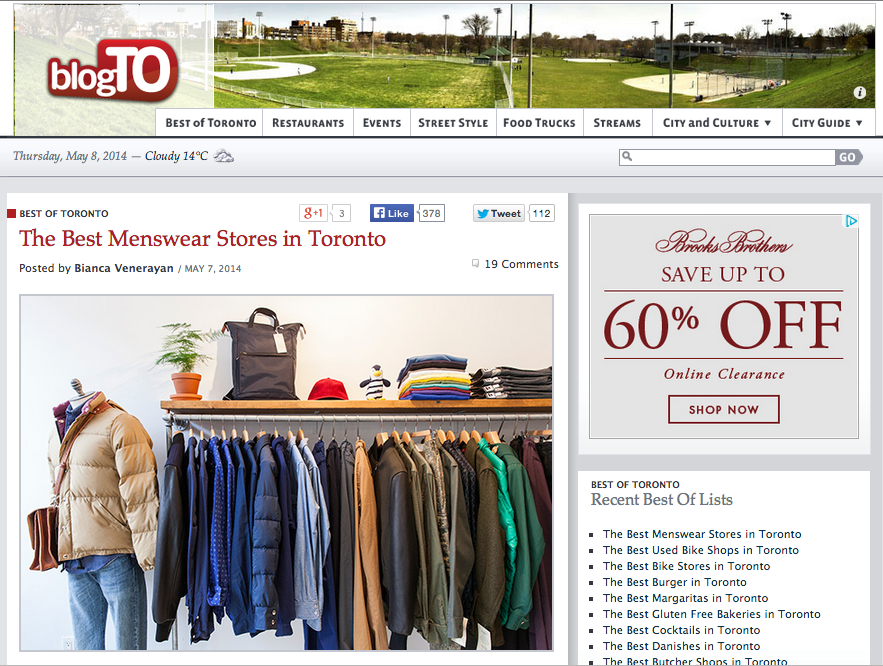 BlogTO Names Gotstyle Best Menswear Store In Toronto | GOTSTYLE